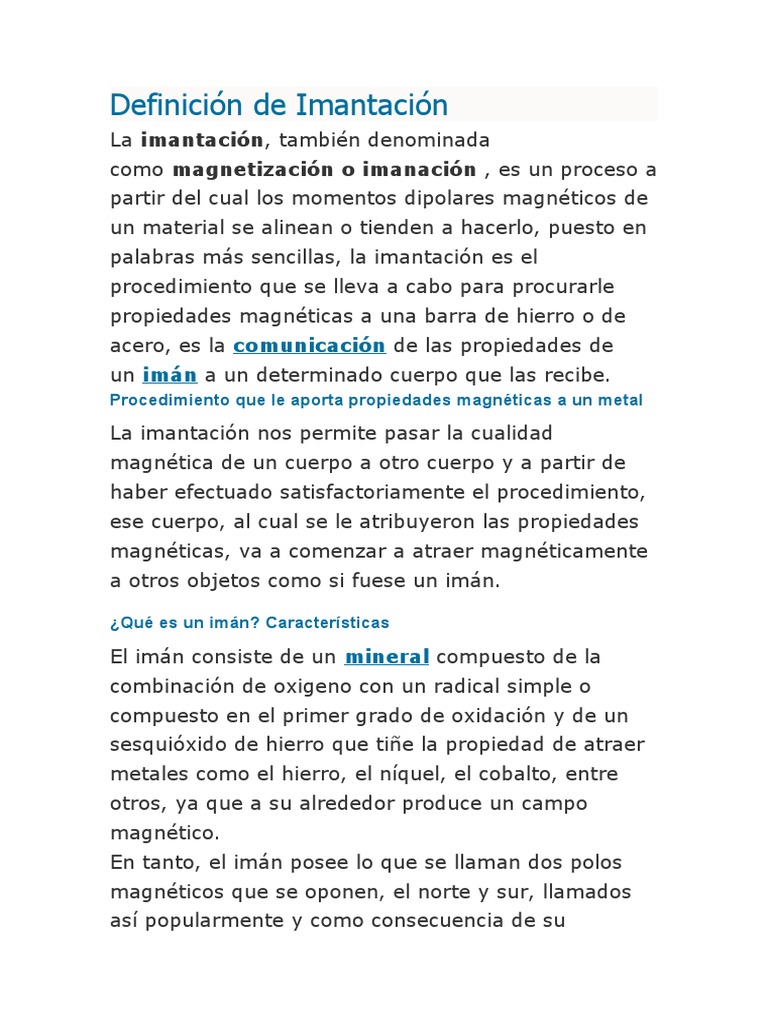 Definición de Imantación | PDF | Imán | Magnetización