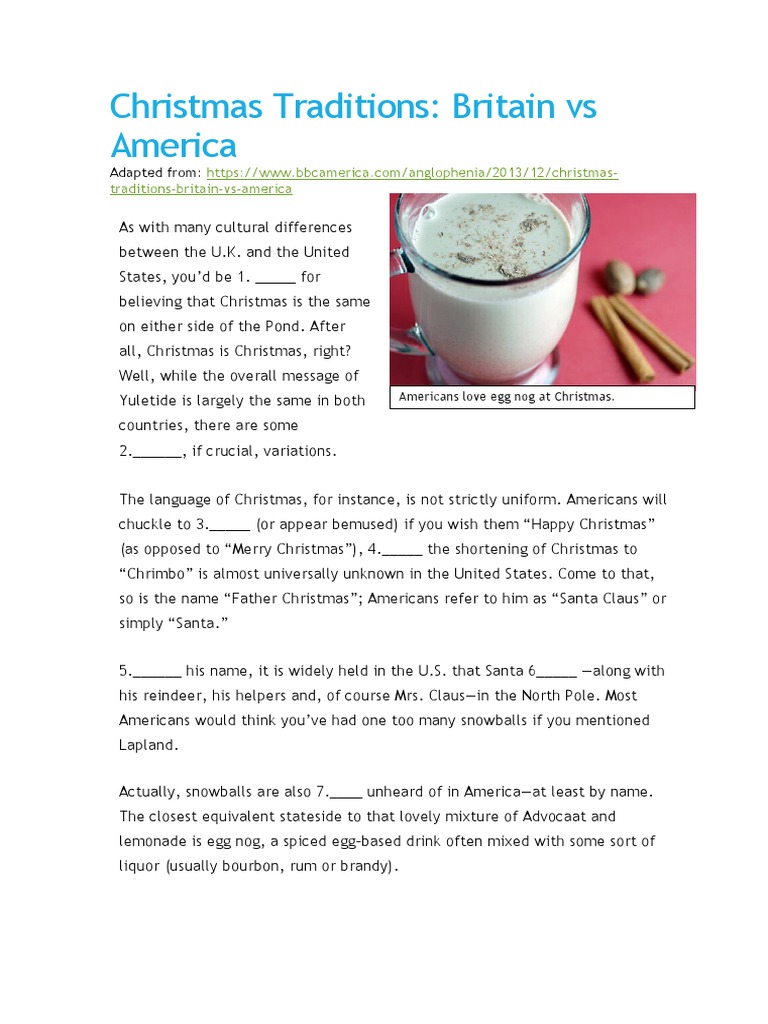 Christmas Traditions: Britain Vs America: Adapted From | PDF | Cakes ...