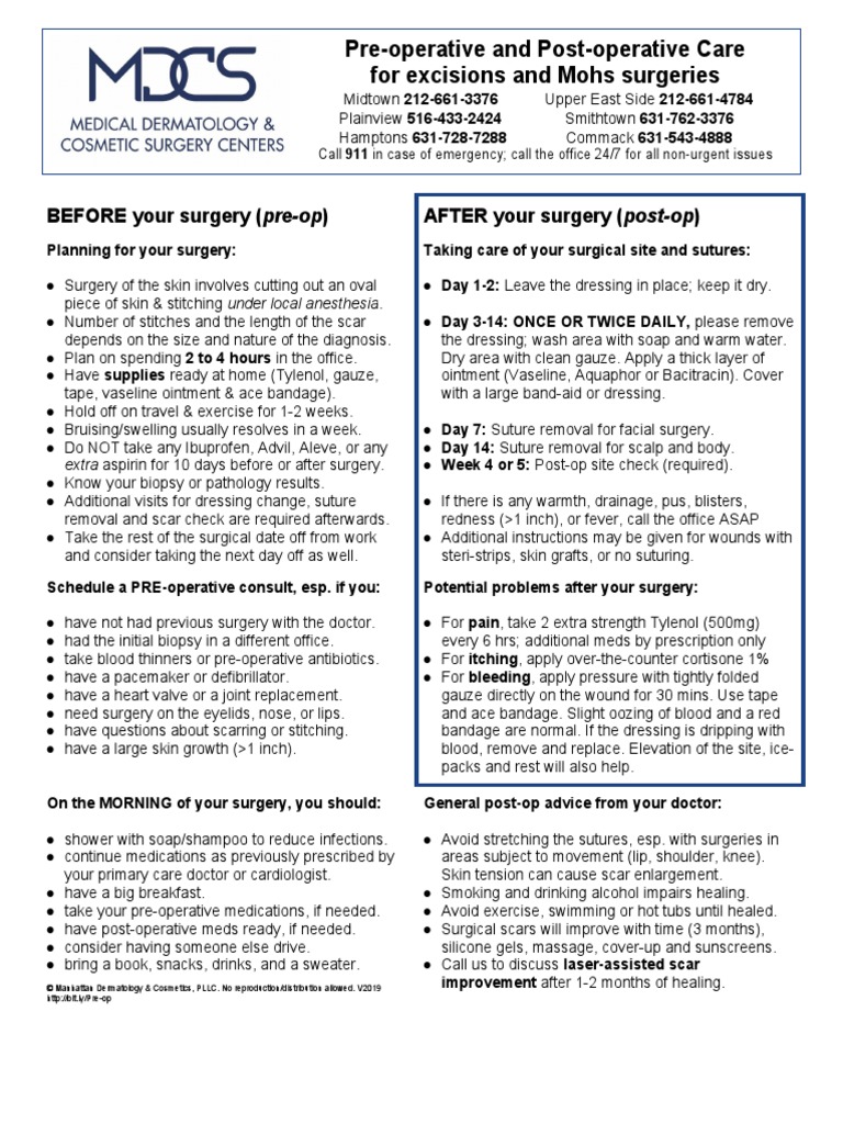 Pre-Op and Post-Op Instructions | PDF | Surgical Suture | Surgery