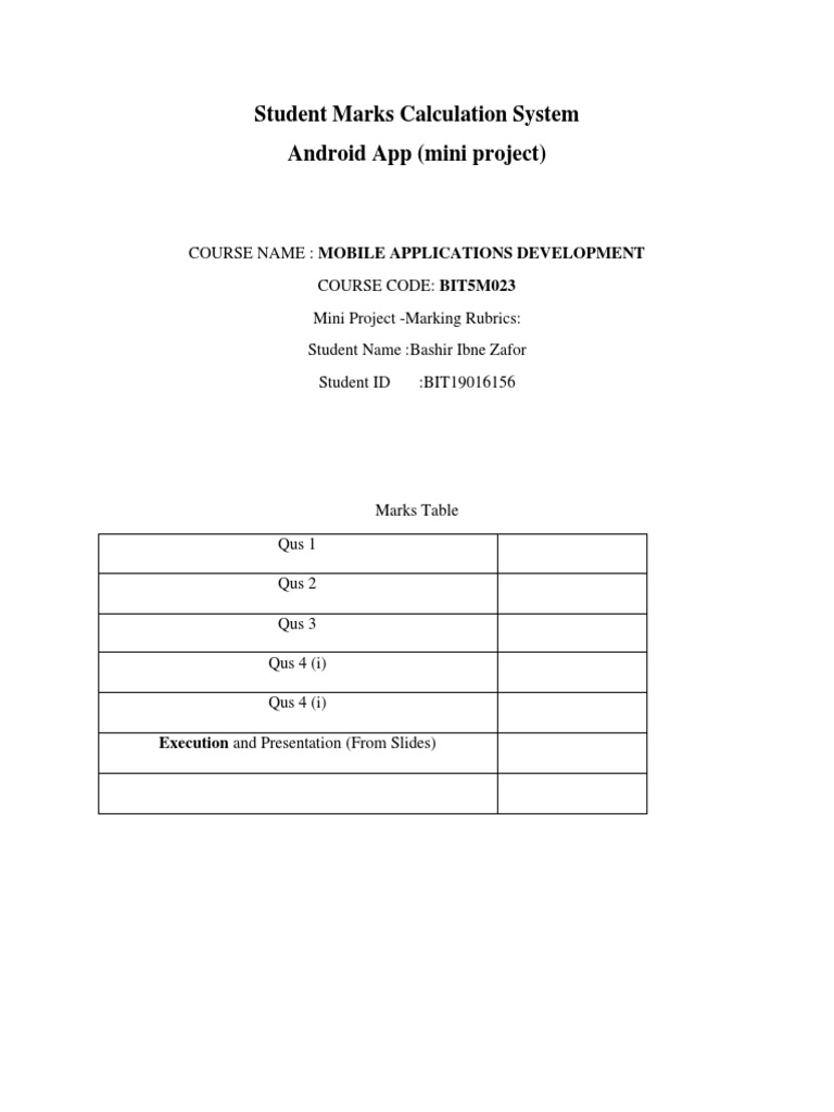 Student Marks Calculation System Mini Project | PDF