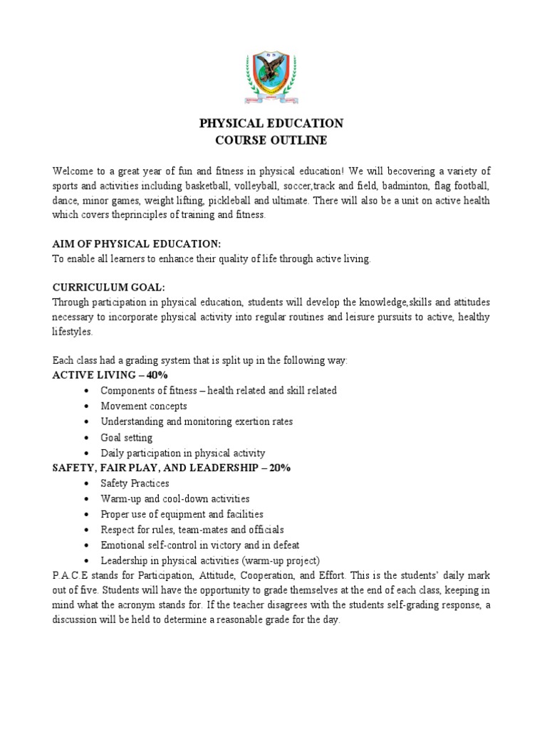 Physical Education Course Outline | PDF | Physical Education | Physical ...