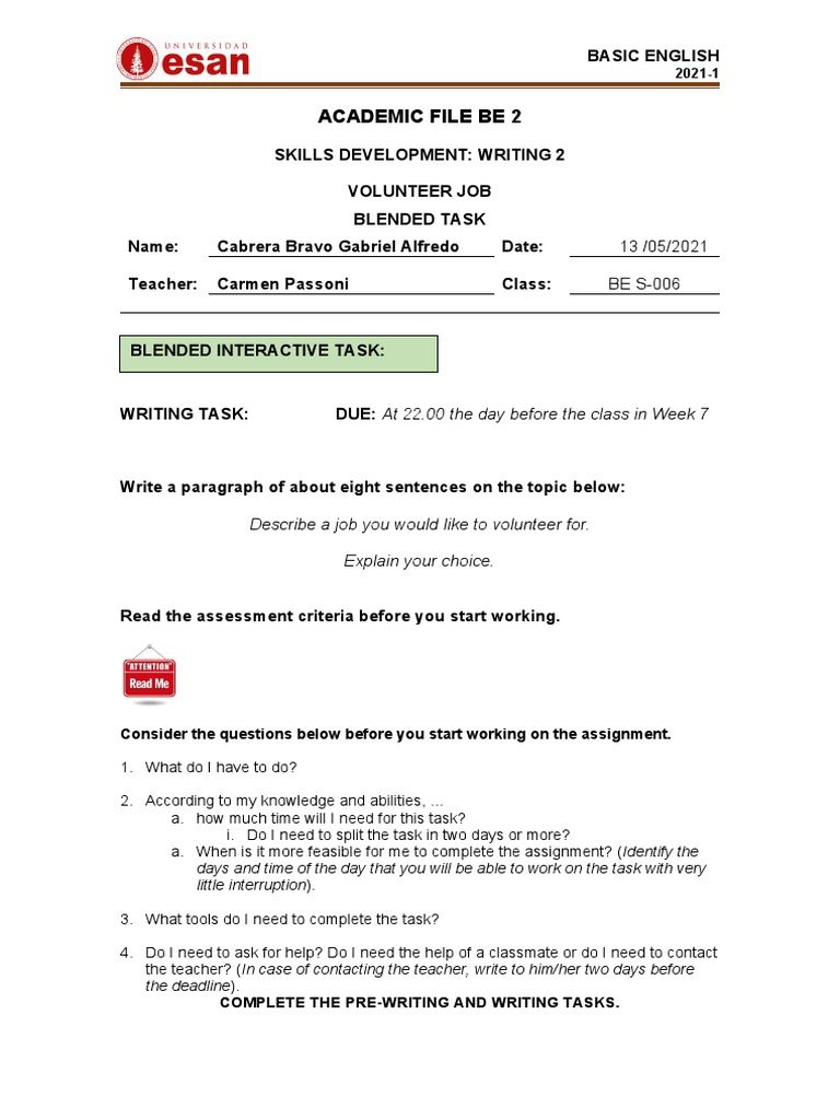 Af Be 2 Blended Task 2021-1 | PDF | Paragraph | Word