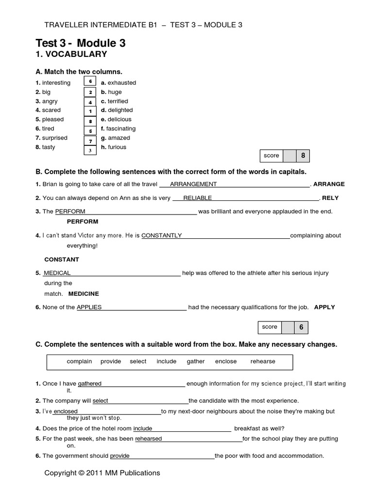 Test 3 - Module 3: 1. Vocabulary | PDF