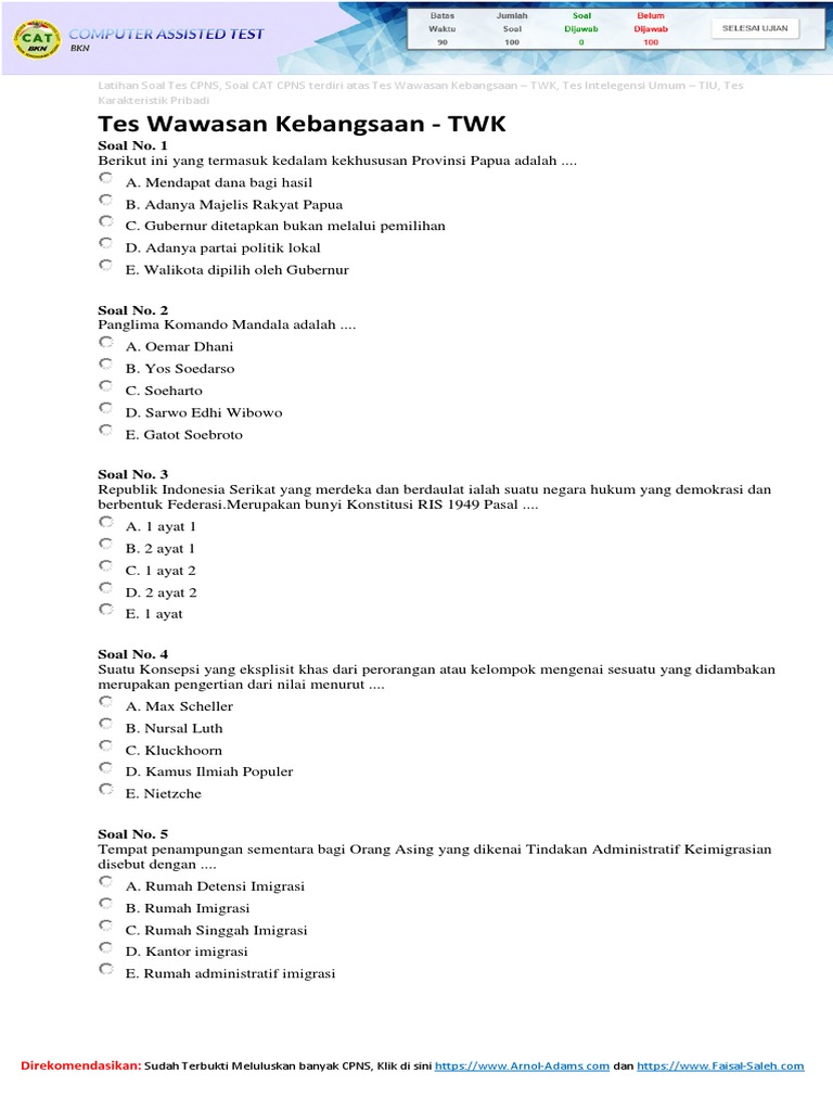 Latihan Soal Tes CPNS Soal CAT CPNS Tes Intelegensi Umum - TIU | PDF