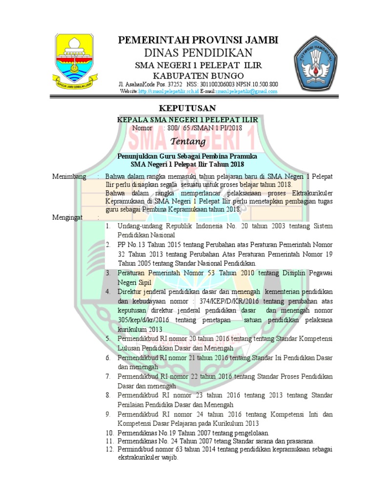SK Pembina Pramuka 2018 | PDF