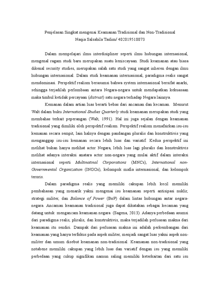 Traditional Security and Non-Traditional Security | PDF