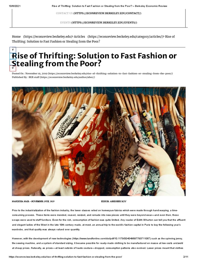 Rise of Thrifting - Solution To Fast Fashion or Stealing From The Poor ...