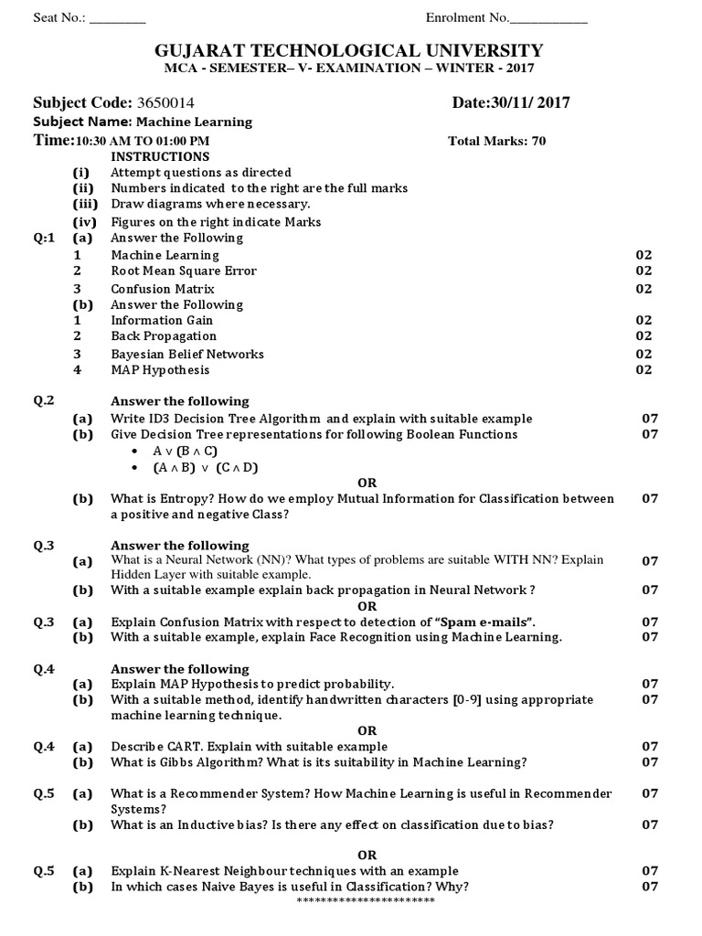Gujarat Technological University: Subject Code: 3650014 Date:30/11 ...