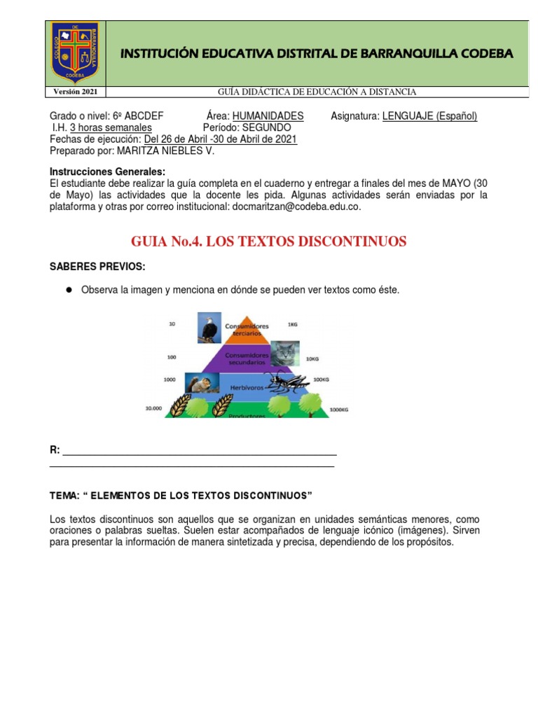 Guia No.4 Los Textos Discontinuos | PDF | Science | Ciencia y Tecnología