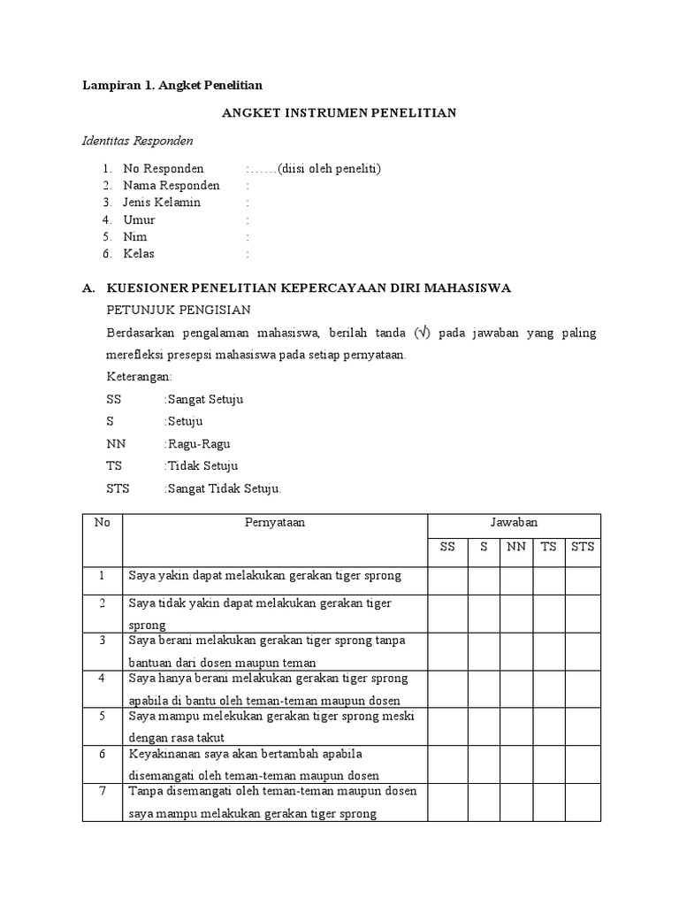 Angket Instrumen Penelitian | PDF