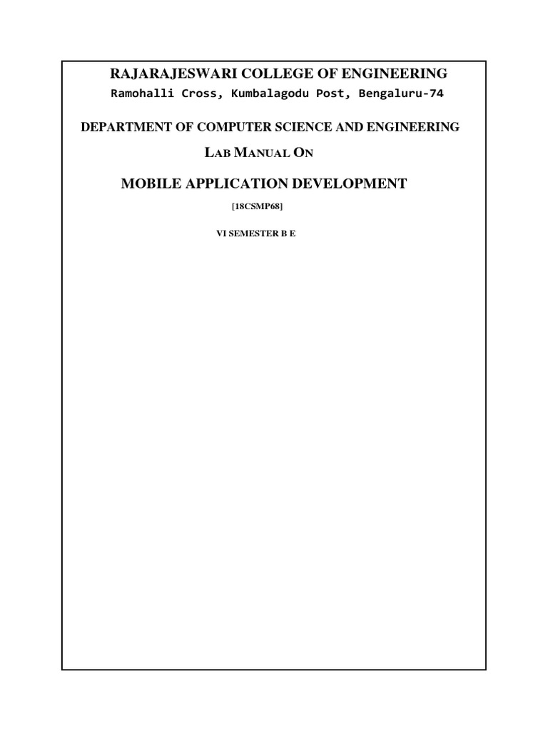 18CSMP68 Lab Manual - RRCE | PDF | Android (Operating System) | Mobile App