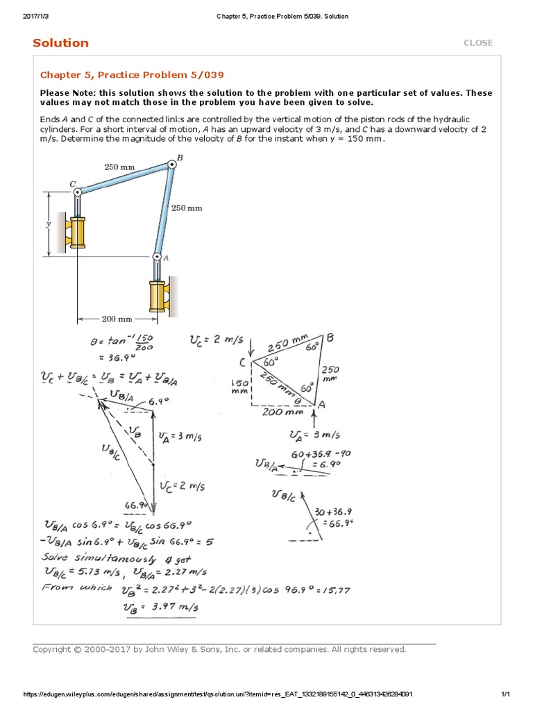 Solution: Chapter 5, Practice Problem 5/039 | PDF | Velocity | Acceleration