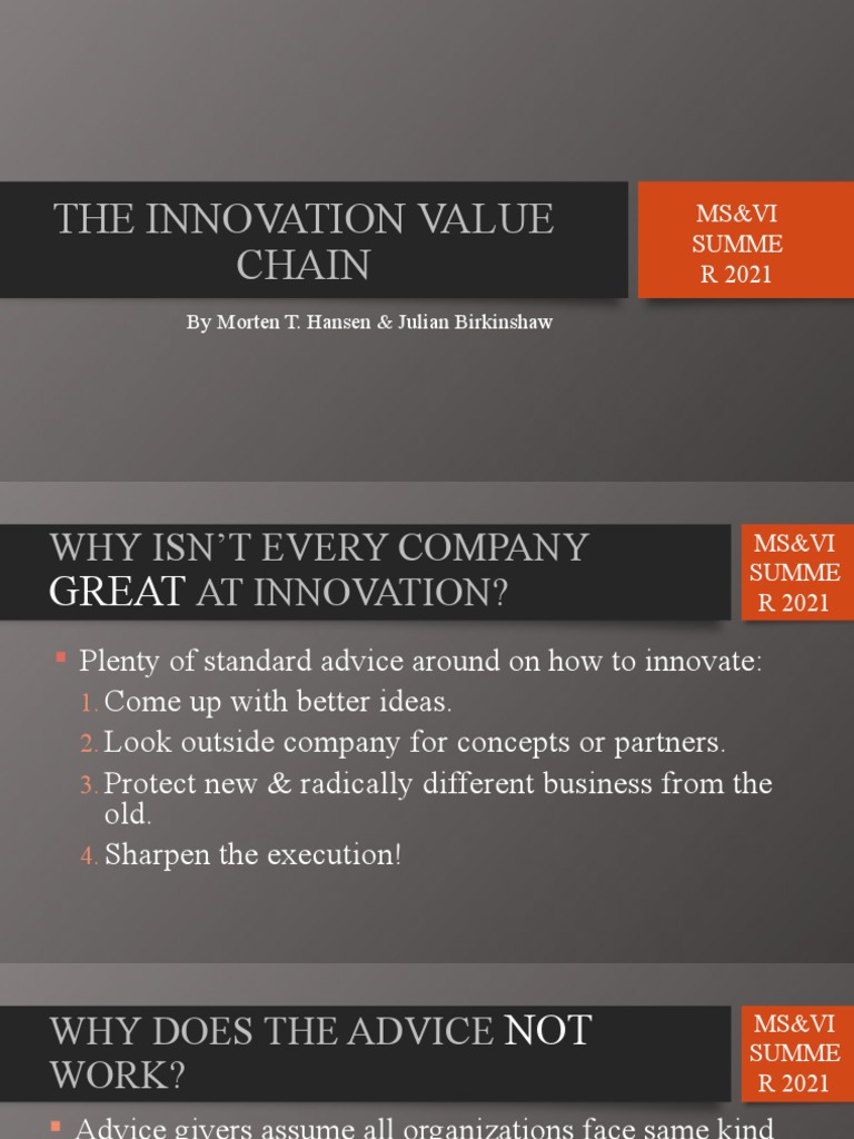 The Innovation Value Chain - Summer21 | PDF | Innovation | Quick Books