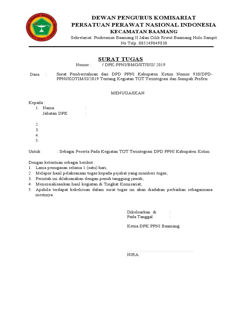 Surat Tugas DPK PPNI | PDF