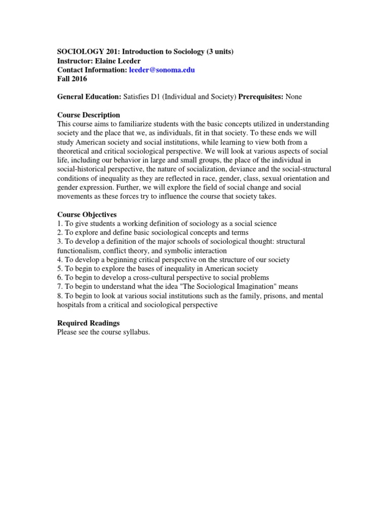 Soci 201 Course Desc | PDF