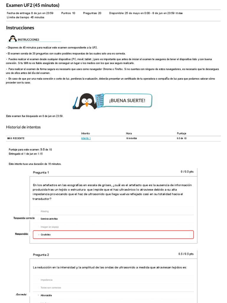 Examen de Ultrasonido UF2 | PDF | Ultrasonido médico | Ultrasonido