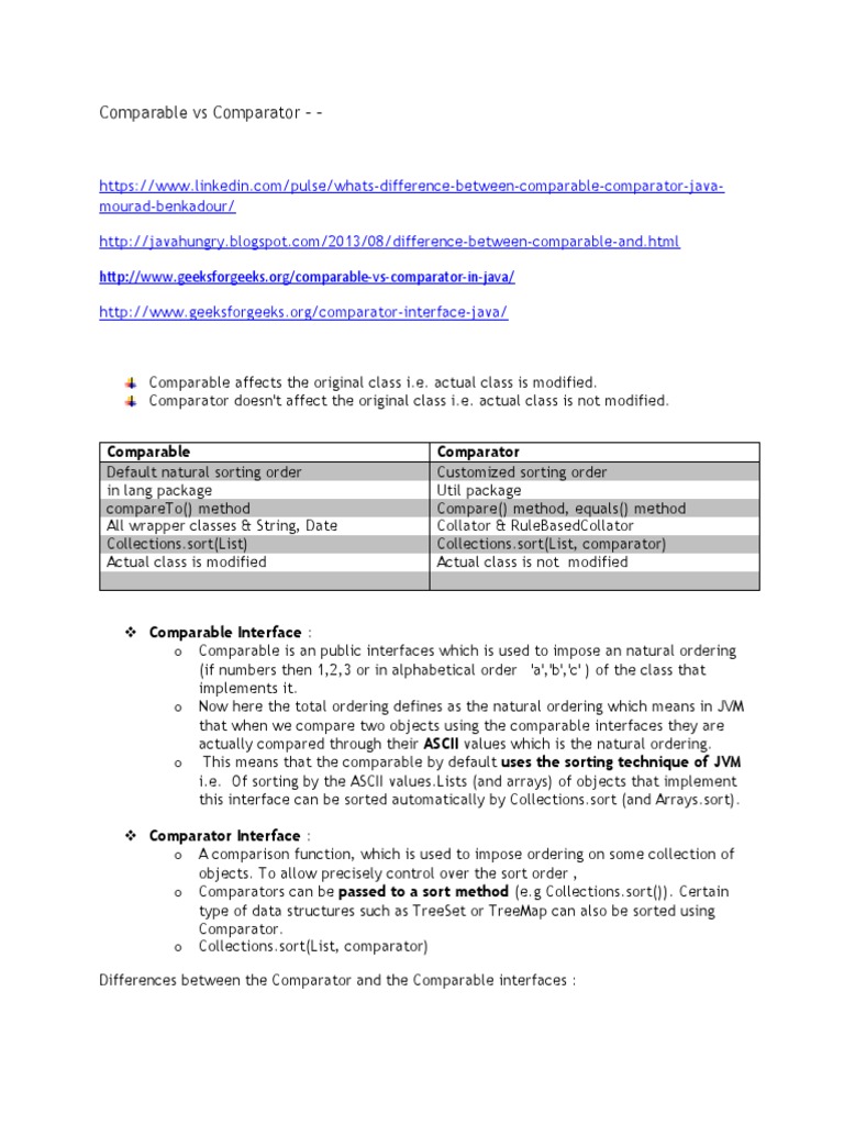 Comparable Vs Comparator Pdf Method Computer Programming Interface Computing 3495