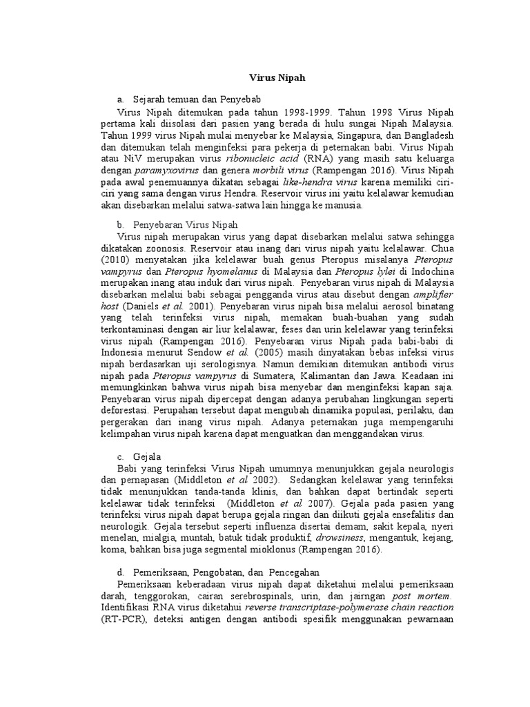 Virus Nipah Atau NiV | PDF