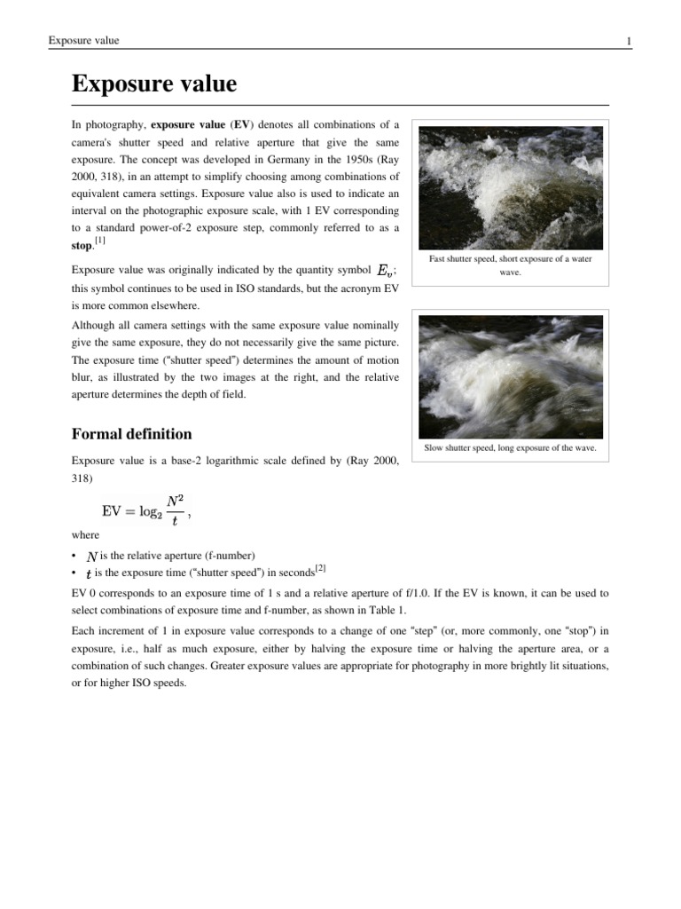 Exposure Value | PDF | Exposure (Photography) | Shutter Speed