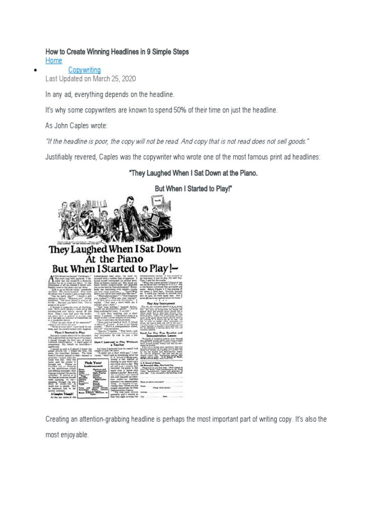 How To Create Winning Headlines in 9 Simple Steps | PDF | Magazines ...