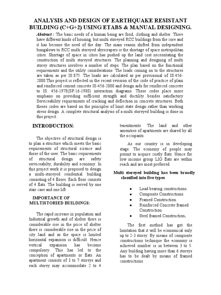 Earthquake-Resistant Building Design Analysis | PDF | Structural ...