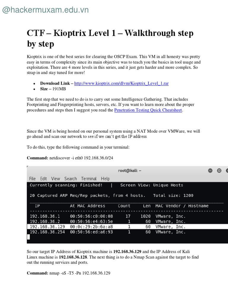 CTF - Kioptrix Level 1 - Walkthrough Step by Step: @hackermuxam - Edu.vn | PDF | Data ...