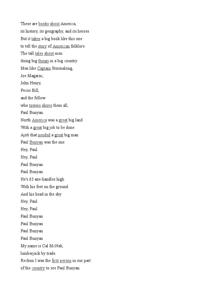 Paul Bunyan Full Transcript | PDF | Nature