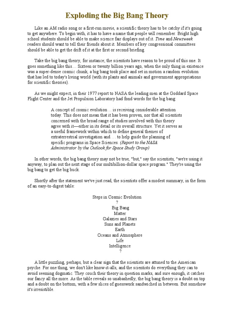 Exploding The BIG BANG Theory | PDF | Big Bang | Theory