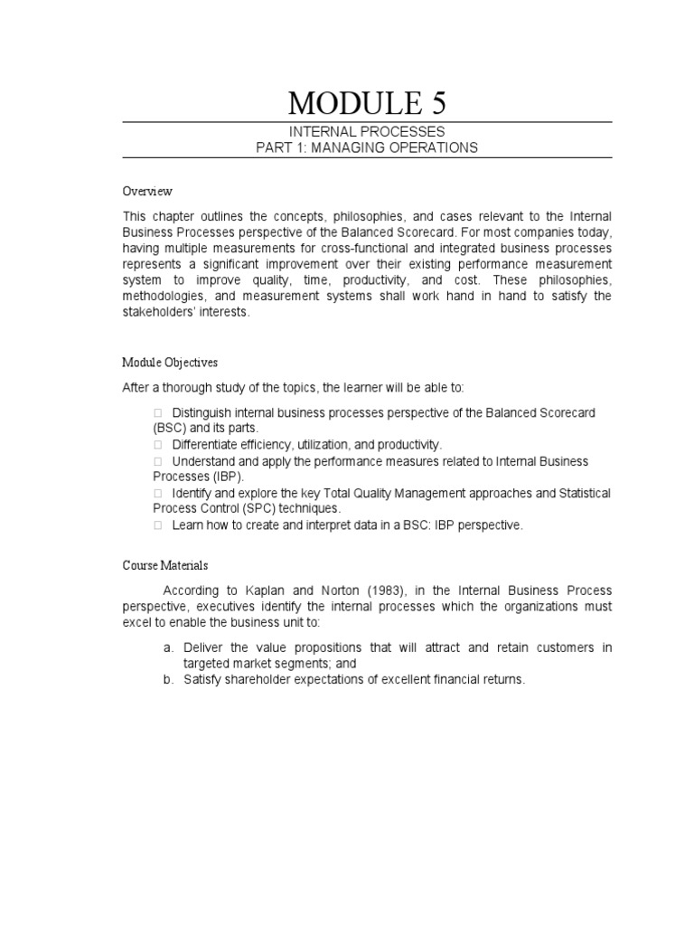Internal Processes Part 1: Managing Operations | PDF | Six Sigma ...
