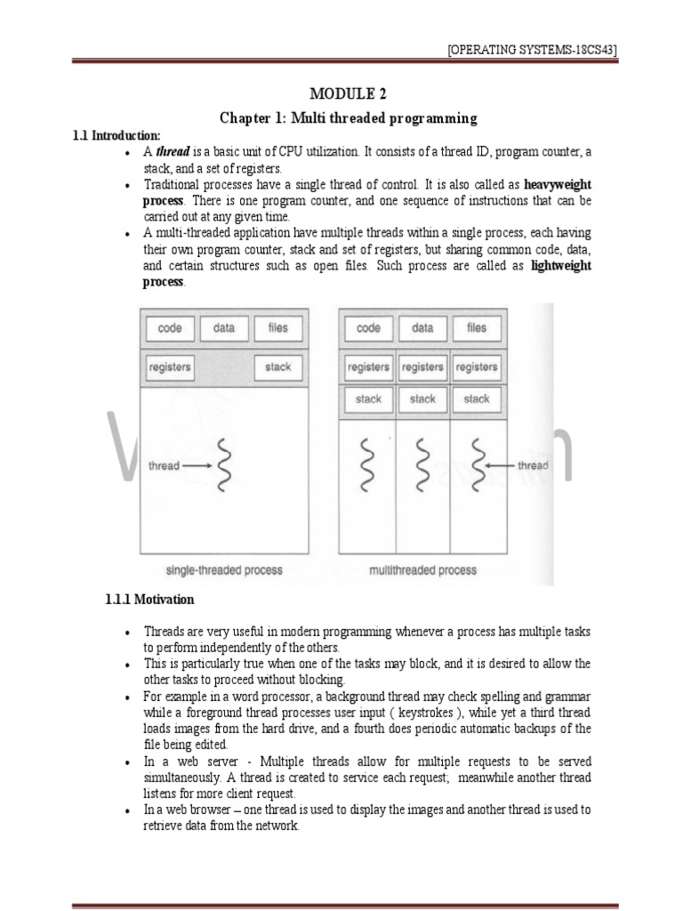 Chapter 1 Multi Threaded Programming Operating Systems 18cs43 Pdf