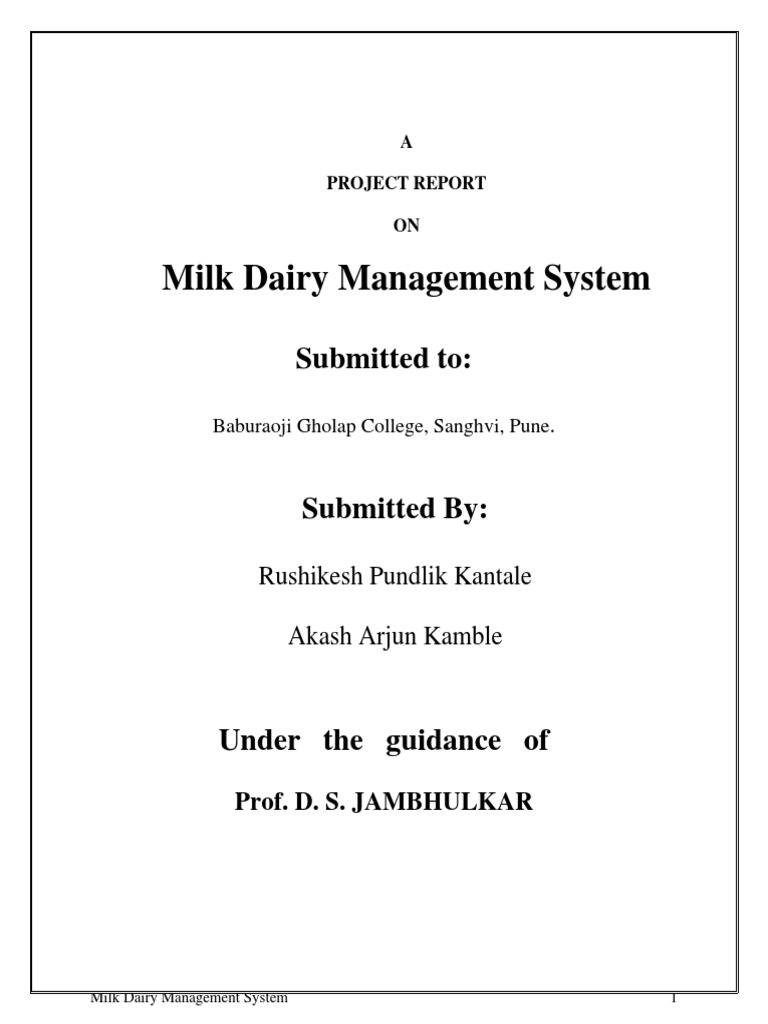 Milk Dairy Management System: Submitted To | PDF | Microsoft Access ...