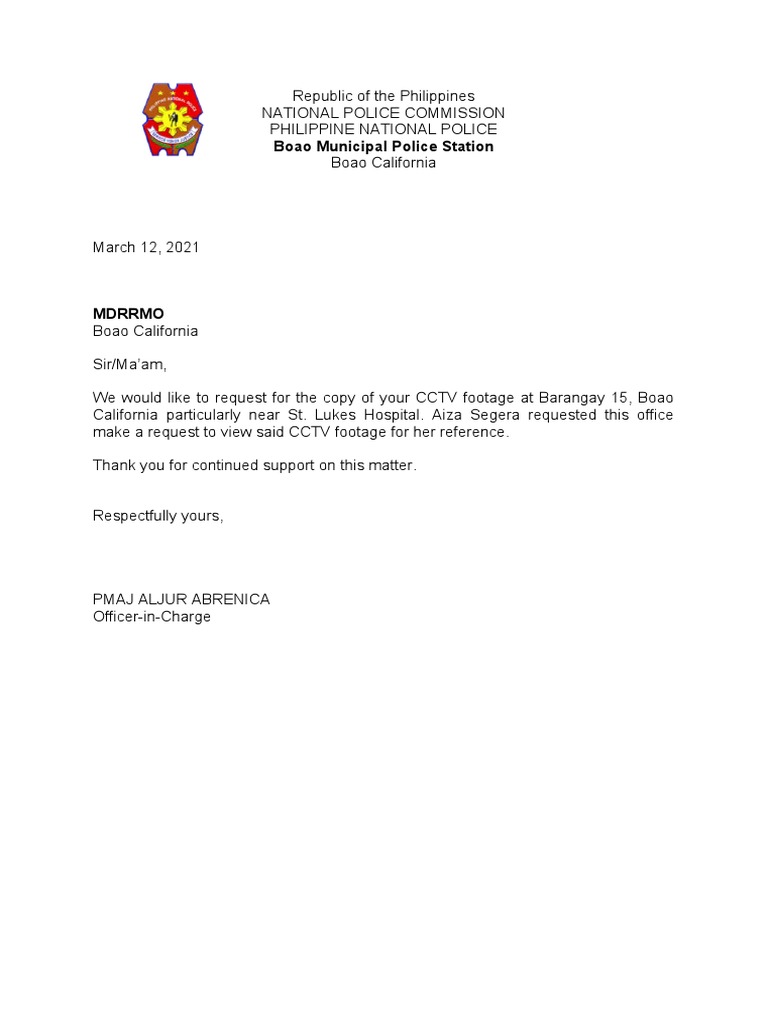 Request For CCTV Footage | PDF