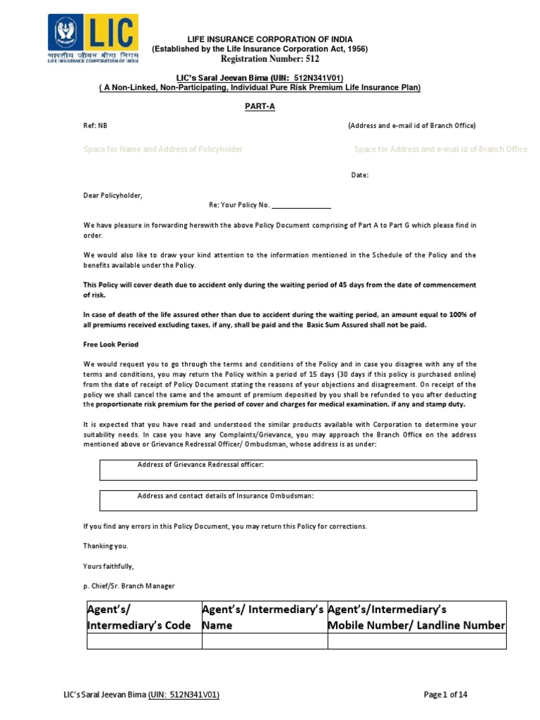 Life Insurance Policy Sample