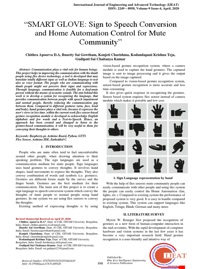 SMART GLOVE: Sign To Speech Conversion and Home Automation Control For ...