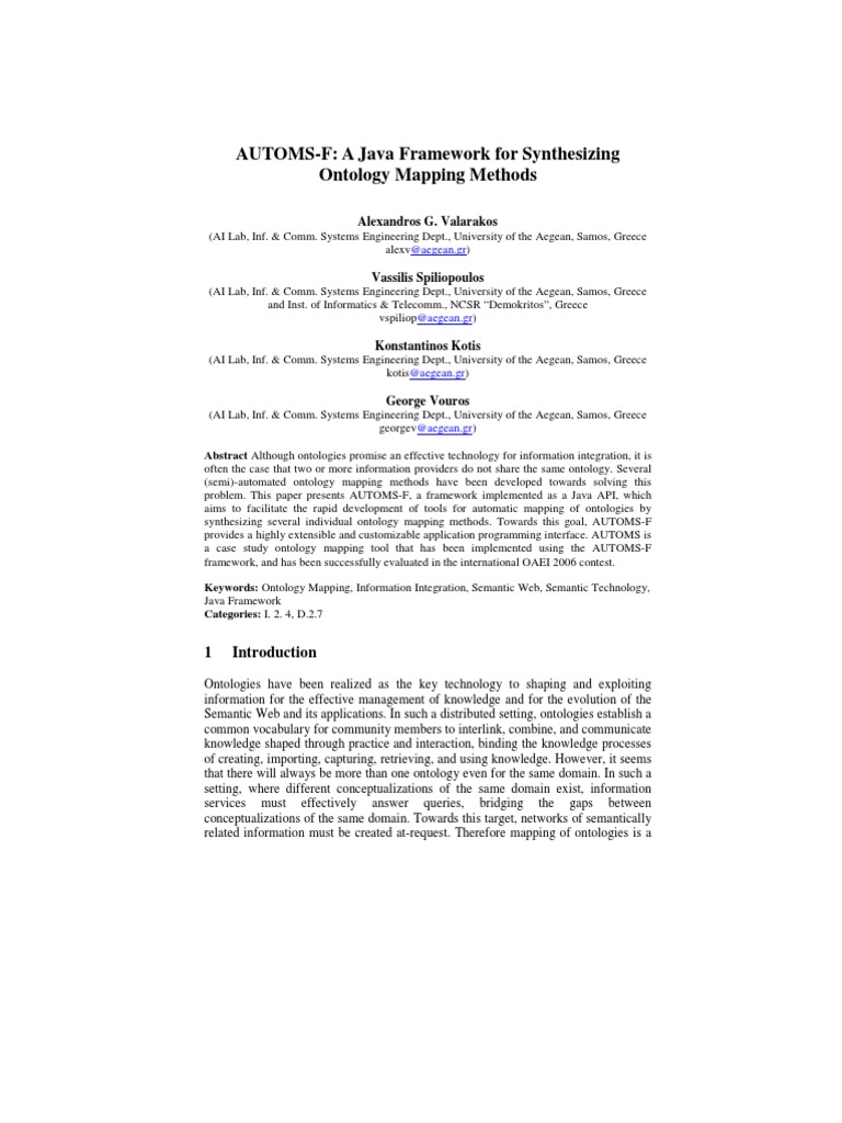 AUTOMS-F: A Java Framework For Synthesizing Ontology Mapping Methods ...