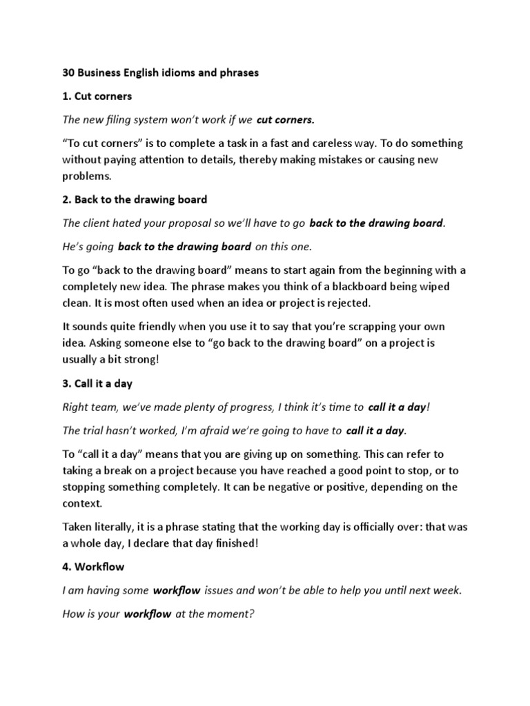30 Business English Idioms and Phrases | PDF | Linguistics | Science