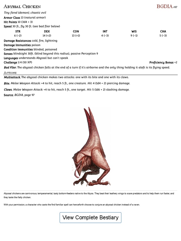 Abyssal Chicken - 5etools | PDF