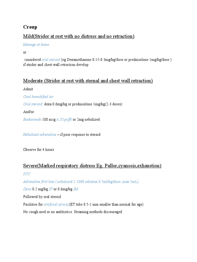 Guidelines for the Diagnosis and Management of Croup, Pneumonia ...