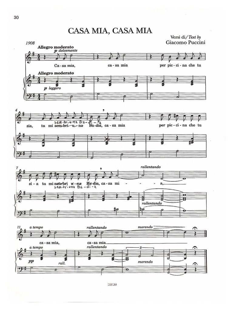PUCCINI Casa Mia, Casa Mia | PDF