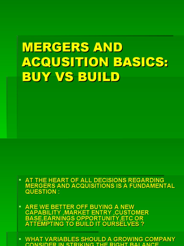 M &a Buy VS Build | PDF | Mergers And Acquisitions | Microeconomics