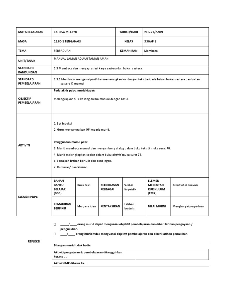 RPH Minggu 5 BM | PDF | Karier & Perkembangan