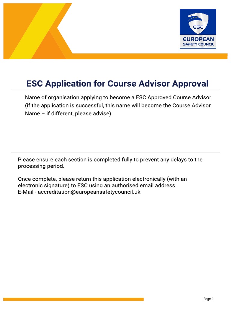 Application For ESC Course Advisor Approval New | PDF