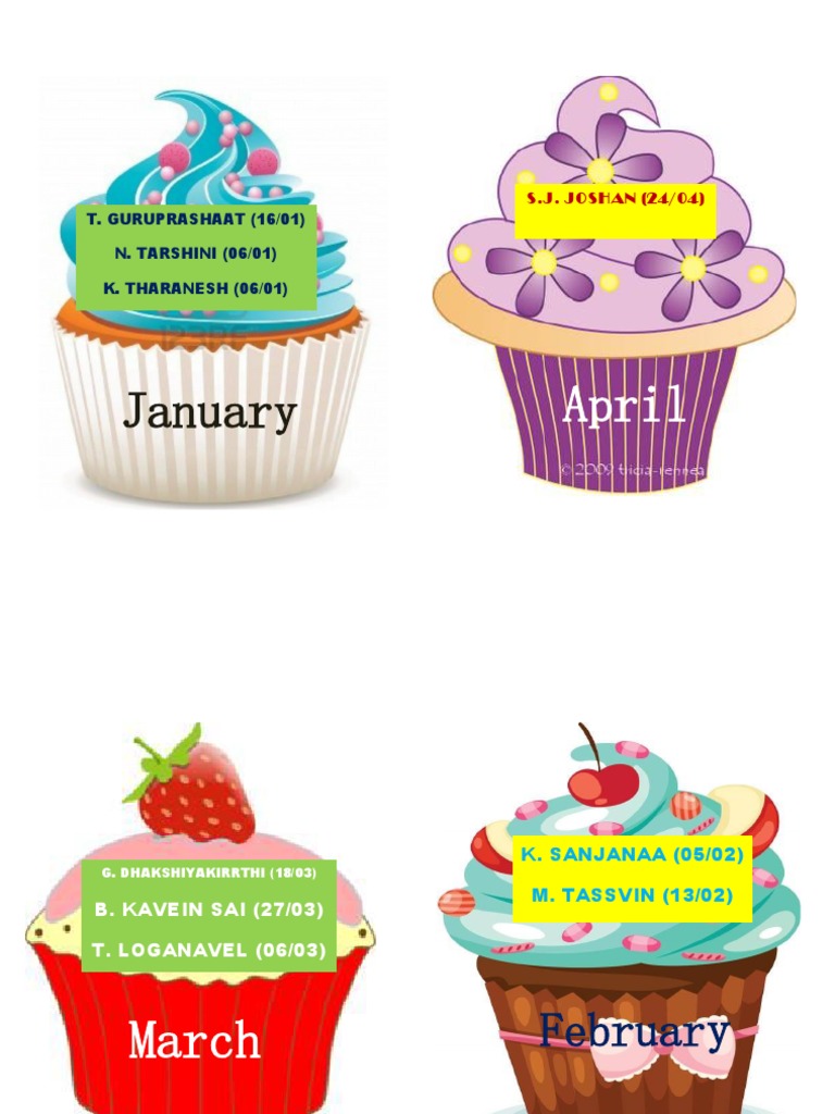 Cupcakes With Months 2021 PDF | PDF