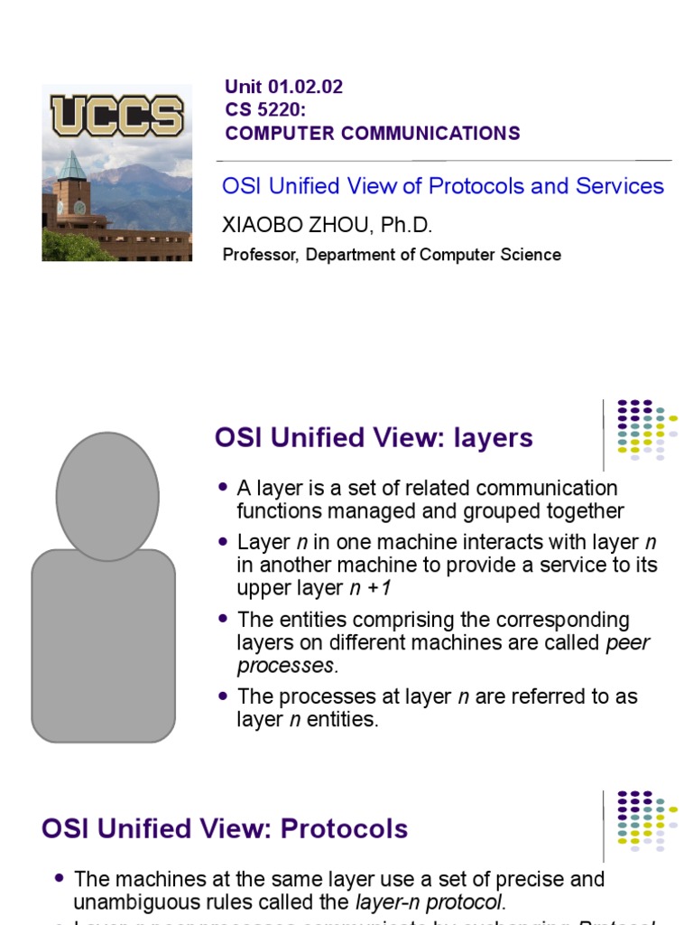 OSI Unified View of Protocols and Services: Unit 01.02.02 CS 5220: Computer Communications | PDF ...