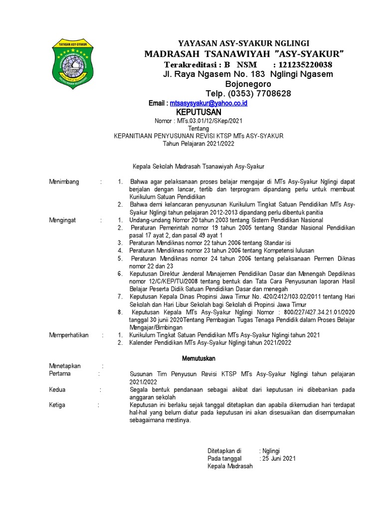 SK Revisi Kurikulum | PDF