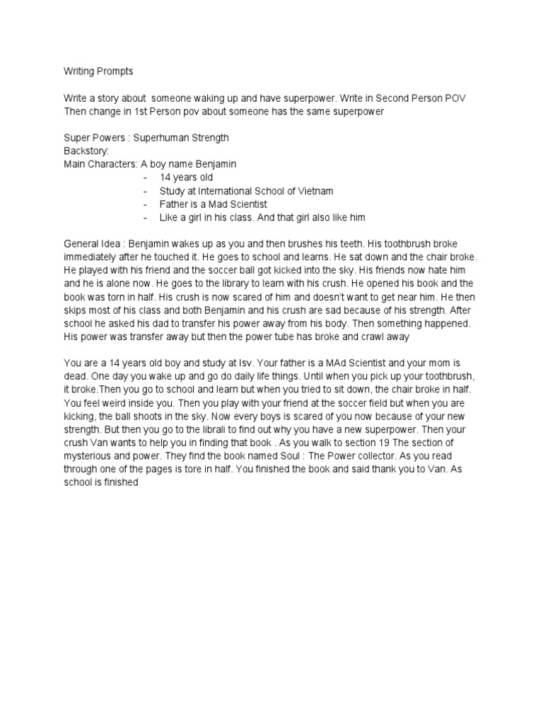 Second Person POV Prompts | PDF | General Fiction