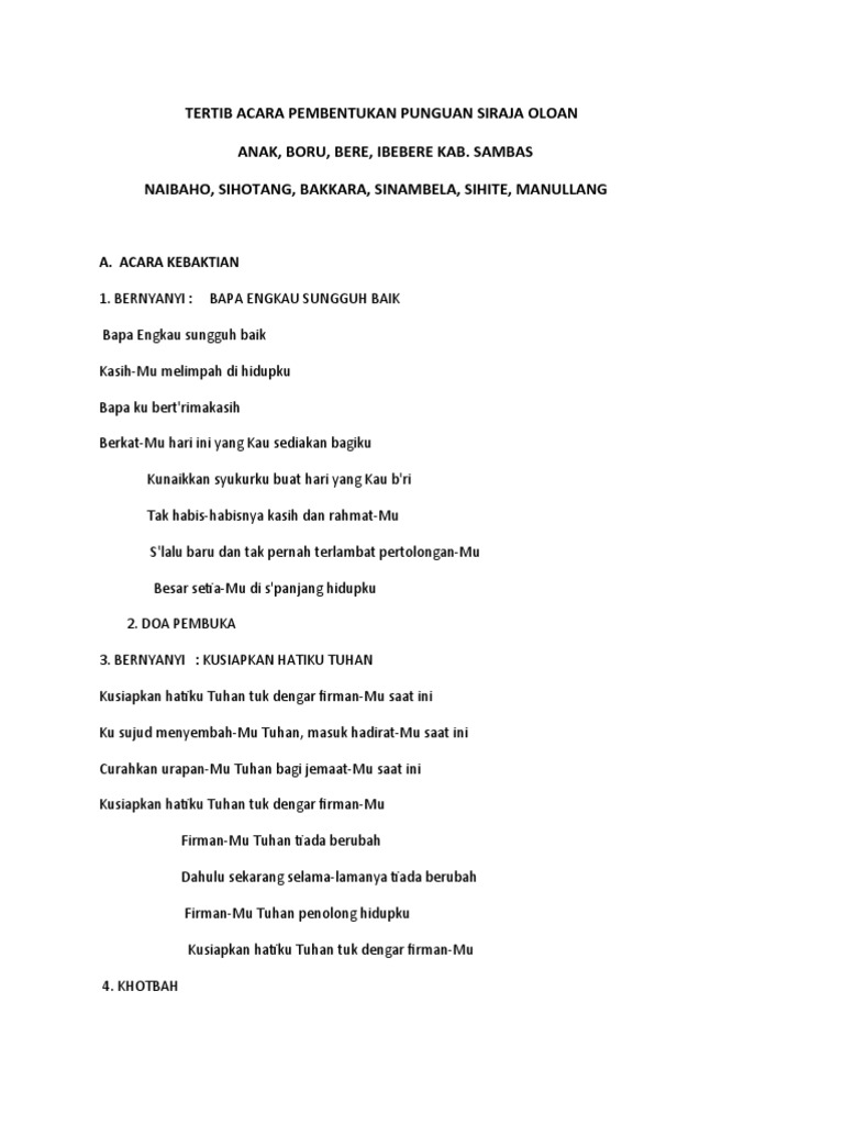 Tertib Acara Siraja Oloan | PDF