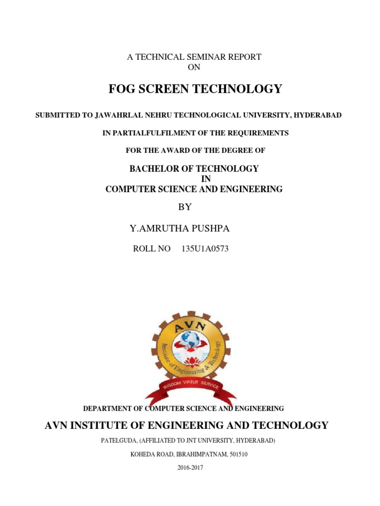 Fog Screen Technology: A Technical Seminar Report ON | PDF | Ultrasound | Fog