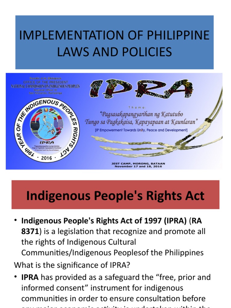 1.16 Implementation of Philippine Laws and Policies | PDF | Philippines ...