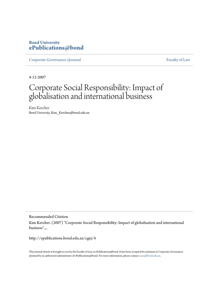 CSR On Globalization | PDF